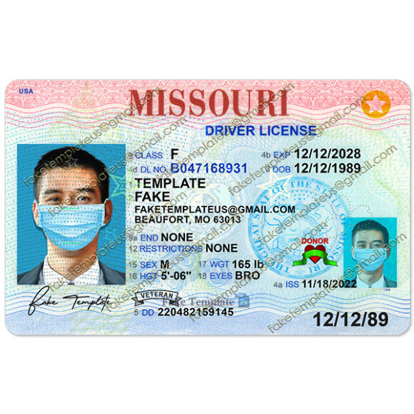 Missouri Driving Licence Psd New V2 - MO Drivers License Psd