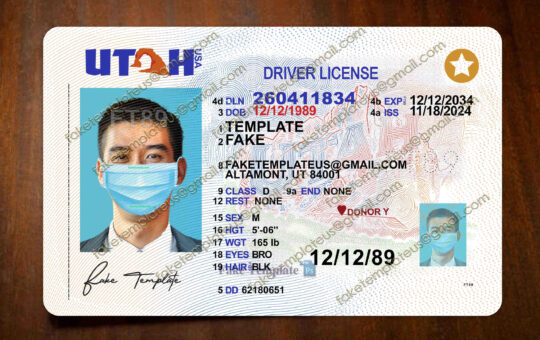 Fake Utah Drivers License New 2024 V3 - Fake Template - High quality