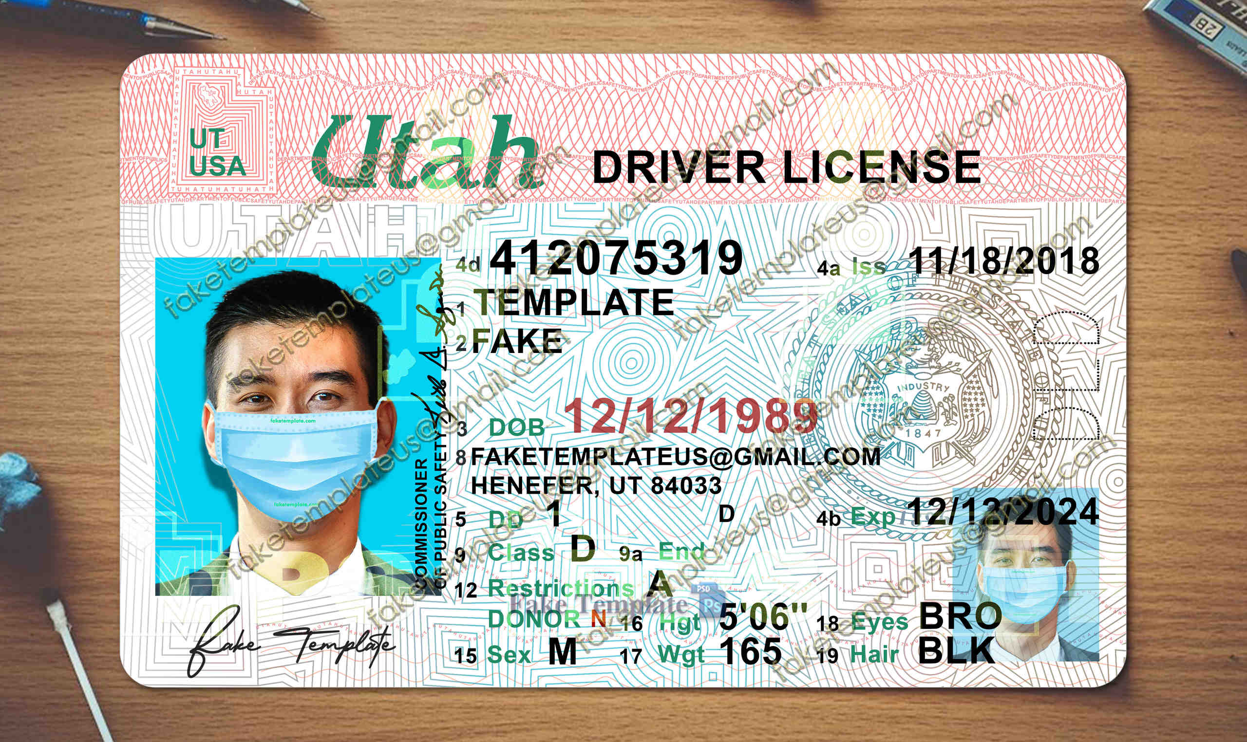 Utah Driving Licence Psd New V1 - Fake Template