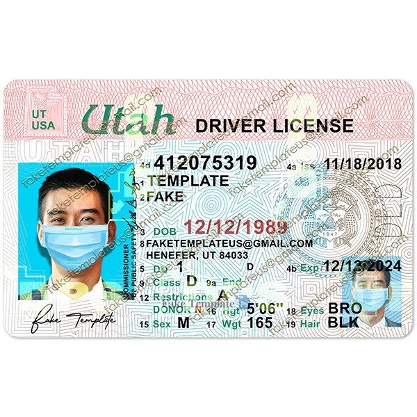 Utah Driving Licence Psd New V1 - Fake Template