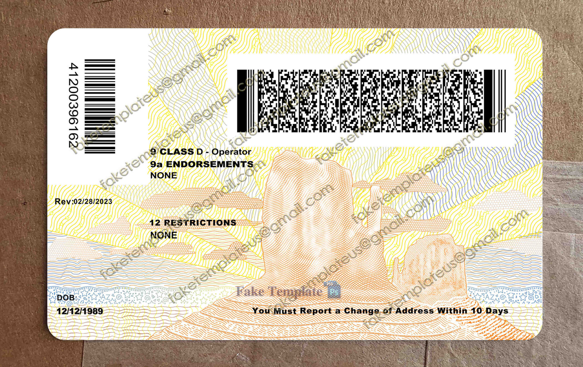 Arizona Drivers License Template New V2 2024