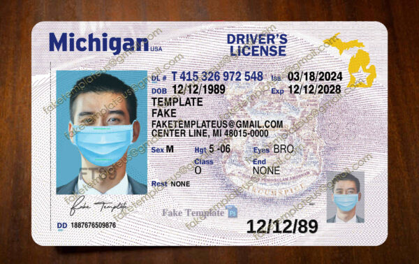 Michigan Drivers License Template New V2 1200 DPI
