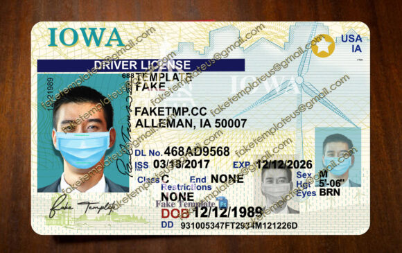 Fake Iowa Driver License New V1 1200 DPI - Fake Template