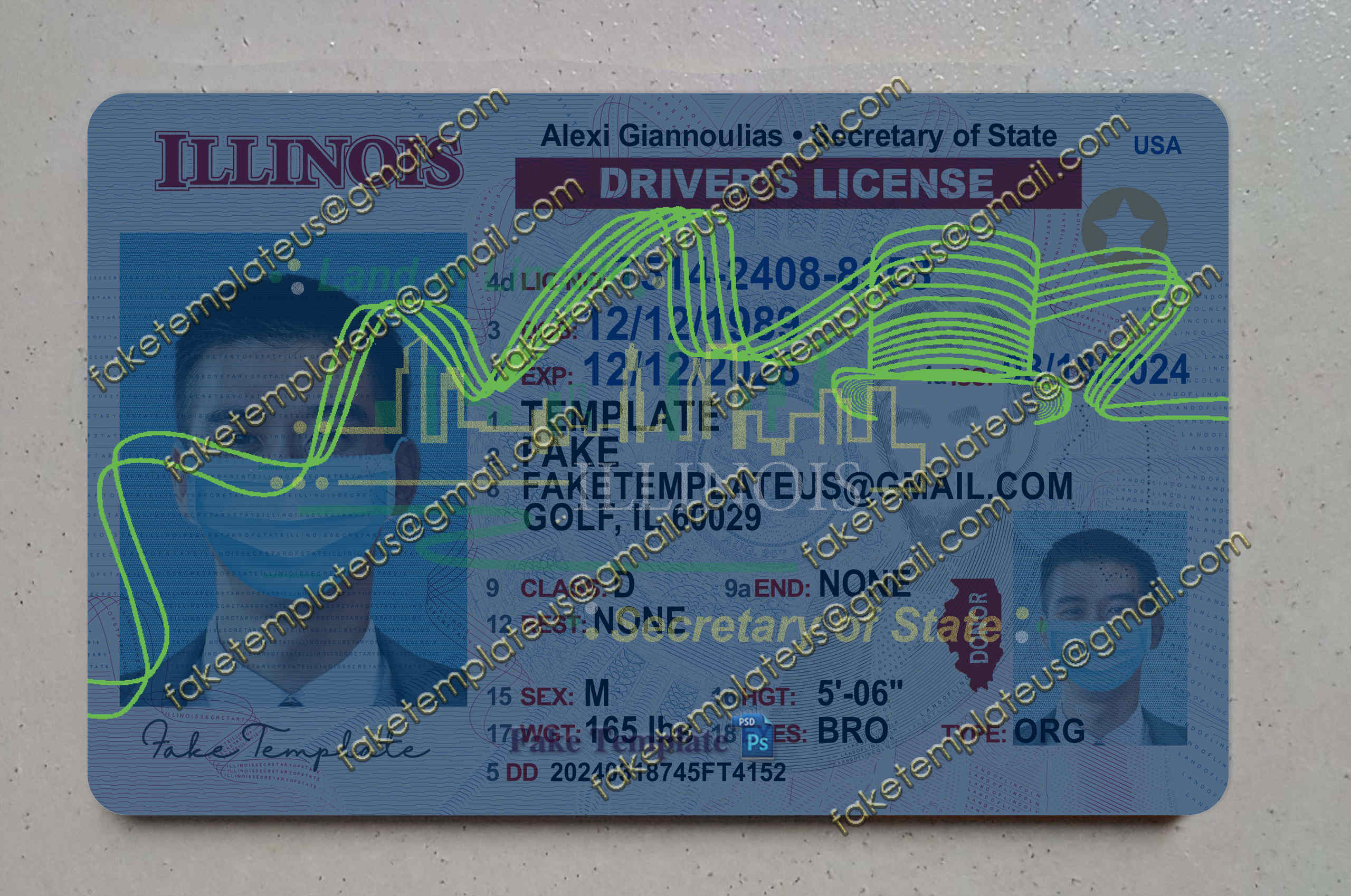 Blank Illinois Drivers License Template New V3 2400 DPI