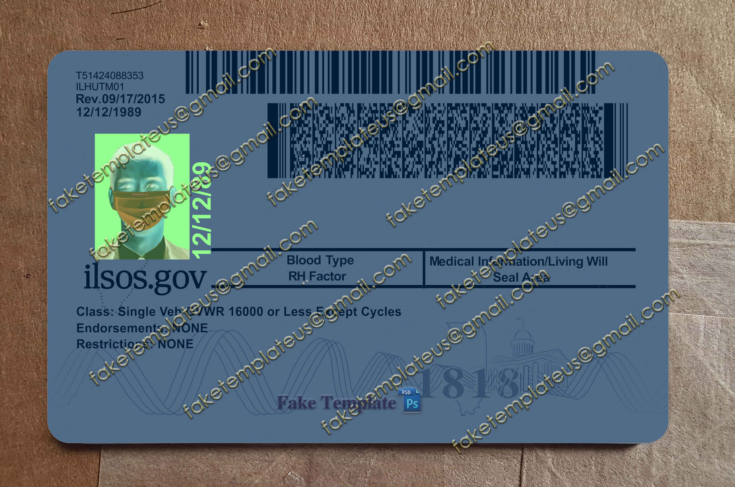 Blank Illinois Drivers License Template New V3 2400 DPI