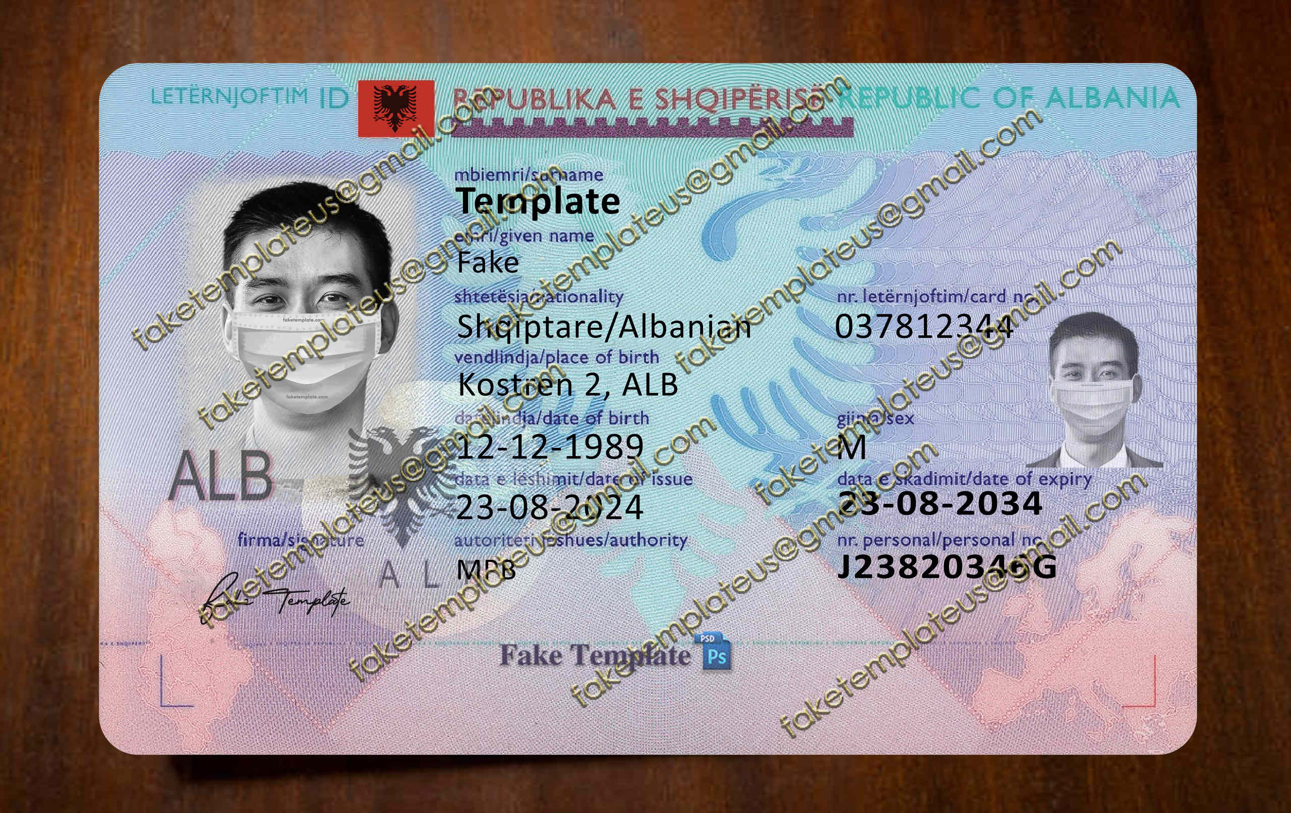 Albania ID Card Template New V1 - High quality - Fake Template