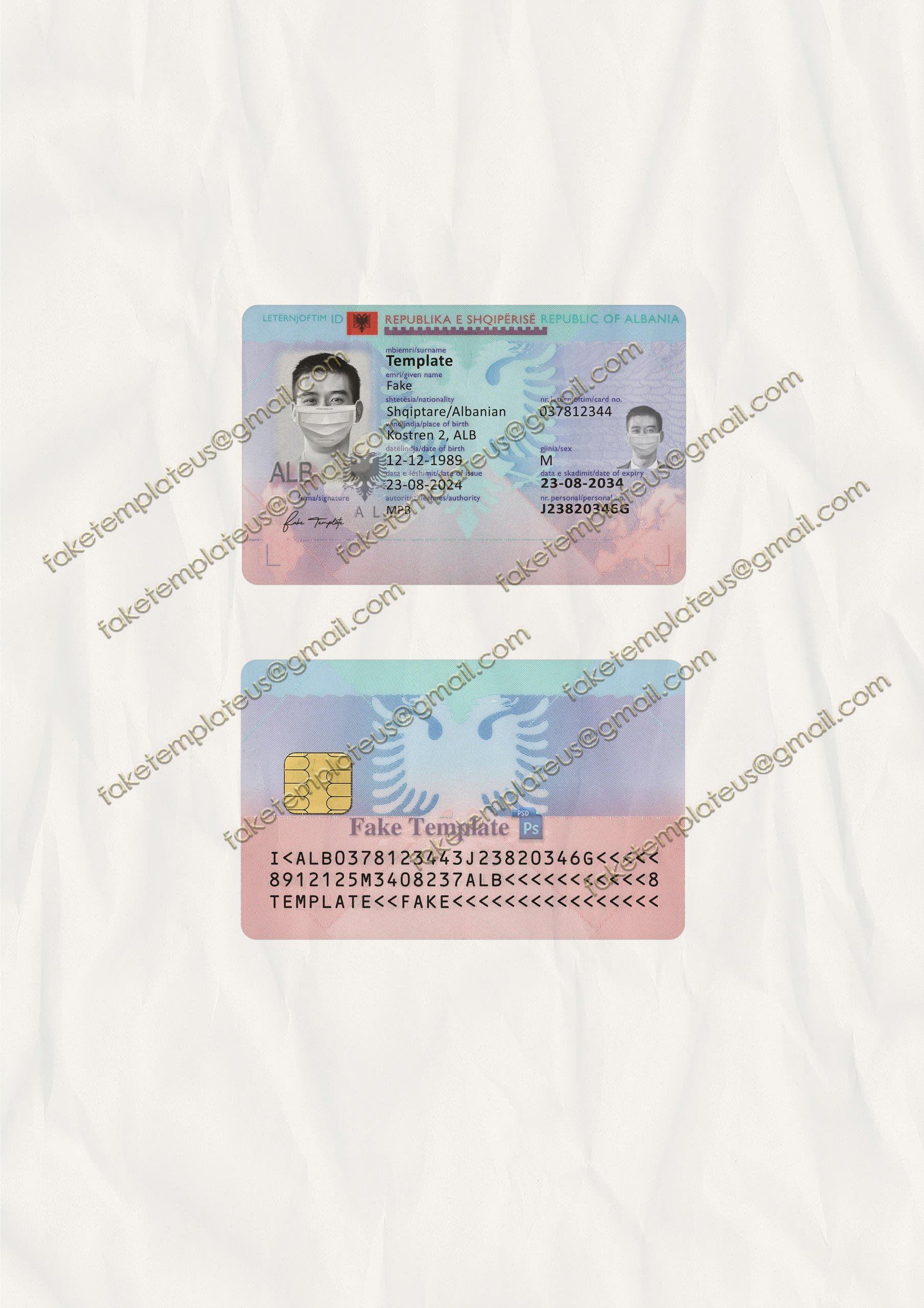 Albania ID Card Template New V1 - High quality - Fake Template