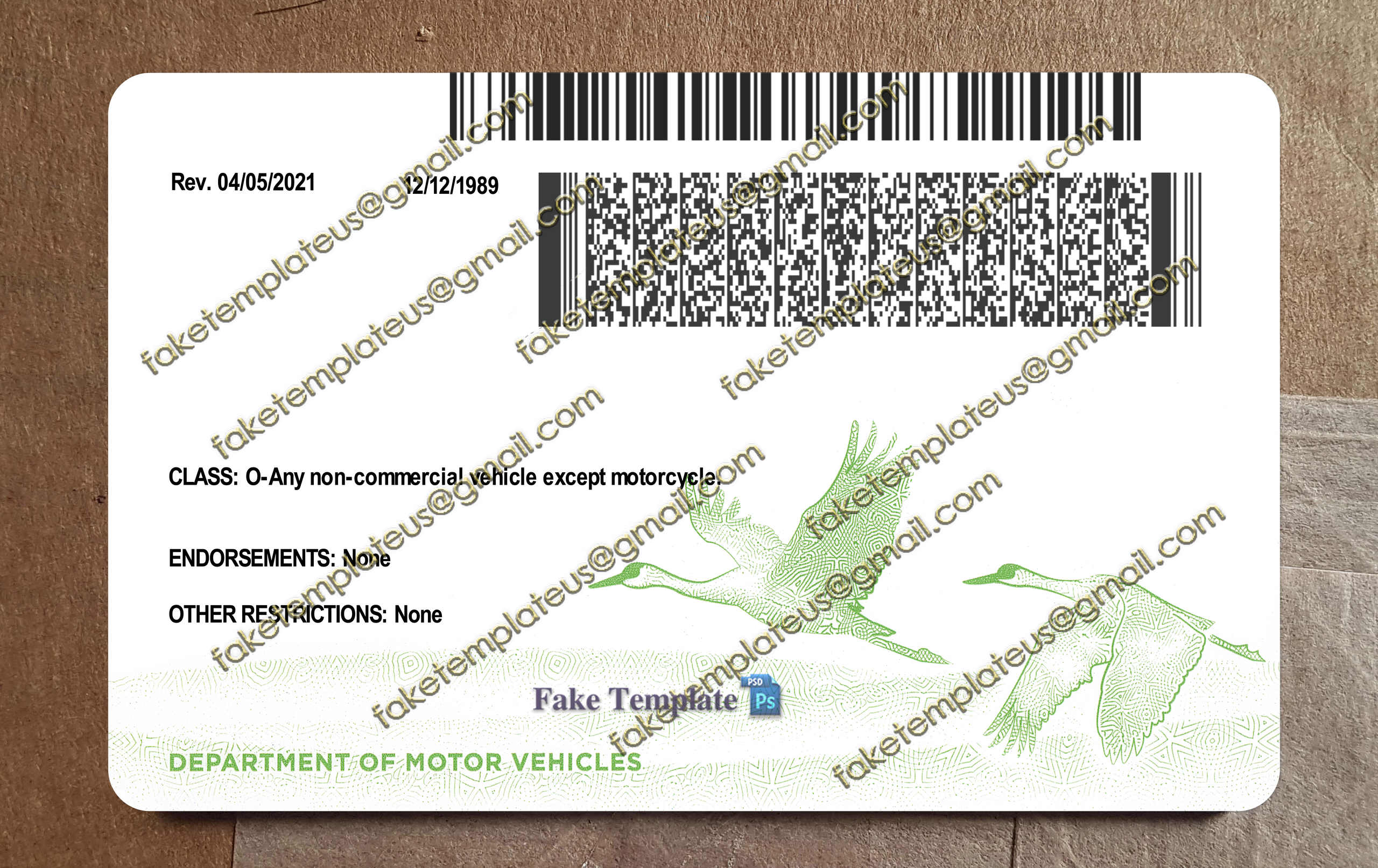 Fake Nebraska Drivers License V4 (1200 DPI) - Fake Template