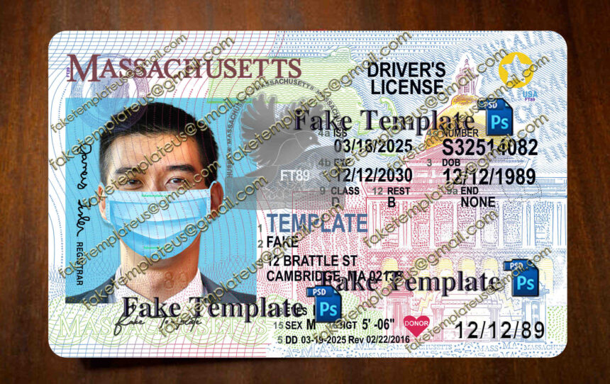 Massachusetts Driver License Template New V3 1200 DPI