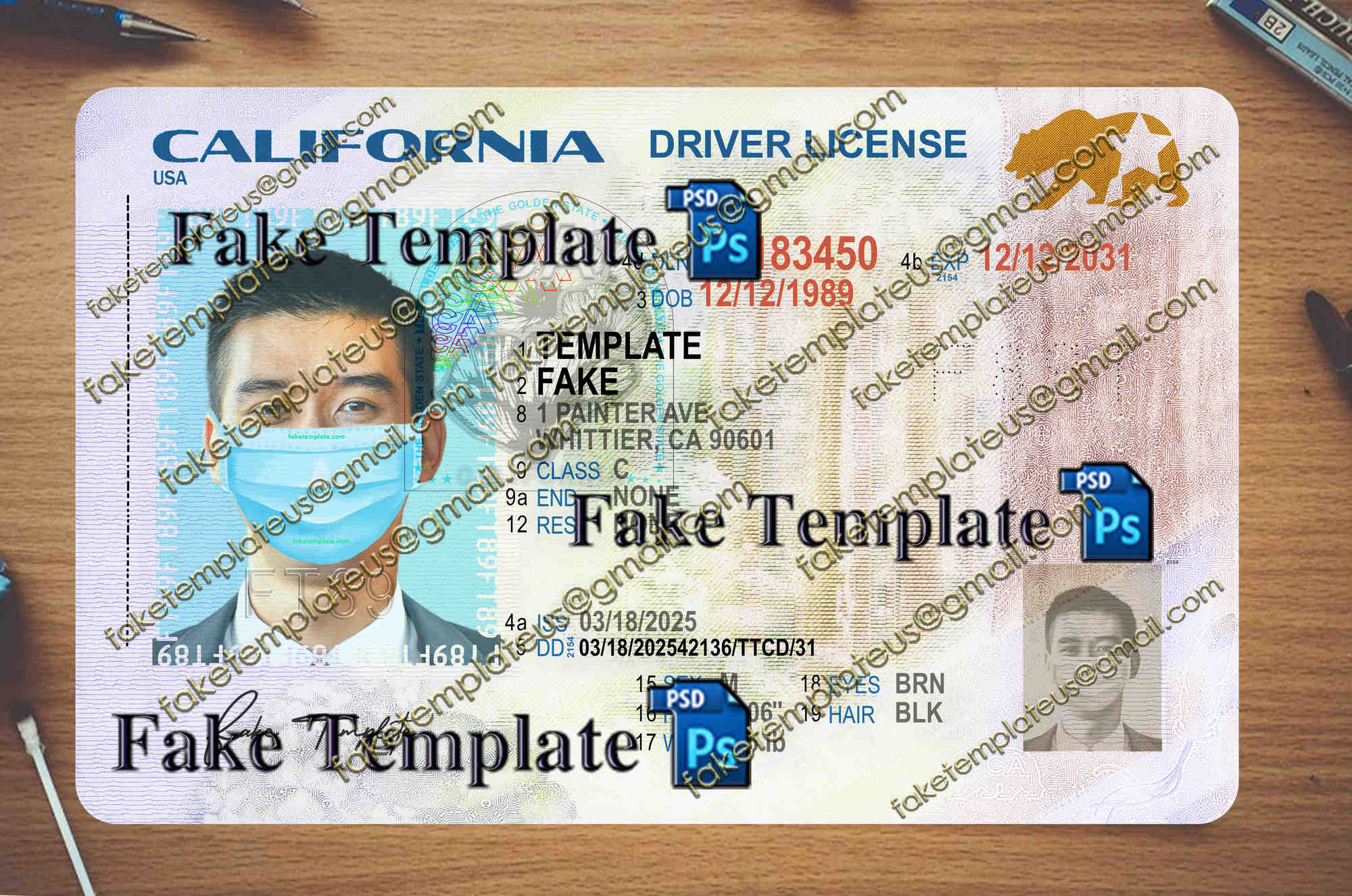 California Driving License Template New V4 – 2400 DPI PSD