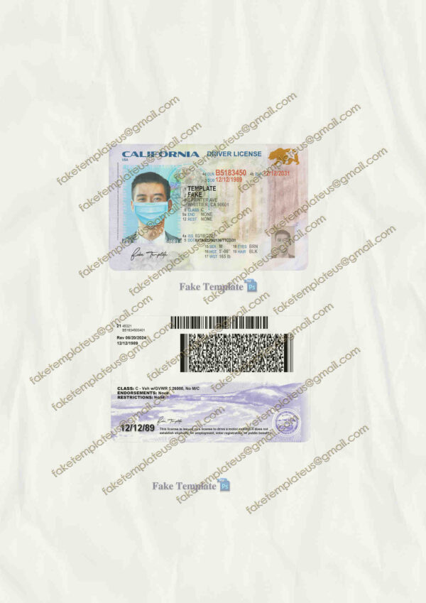 California Driving License Template New V4 – 2400 DPI PSD